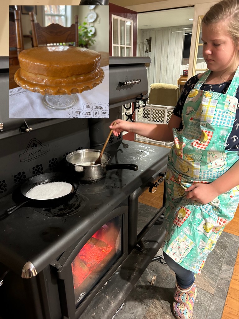 Bella Bakes Old Fashioned Caramel Cake–in a wood cook stove! – Cozy ...