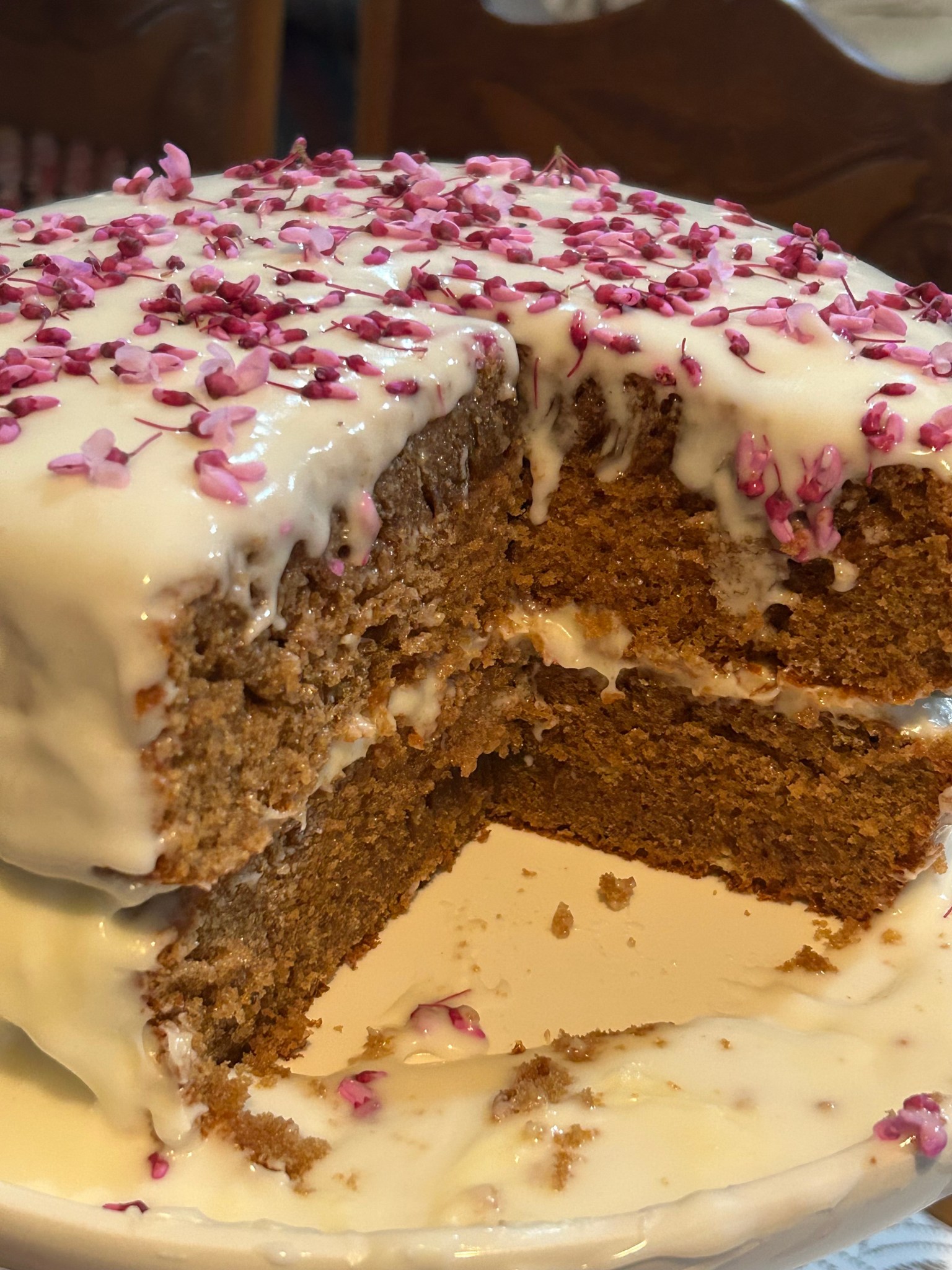 Bella Bakes a Wild Redbud Cake – Cozy Kitchen Wood Stove